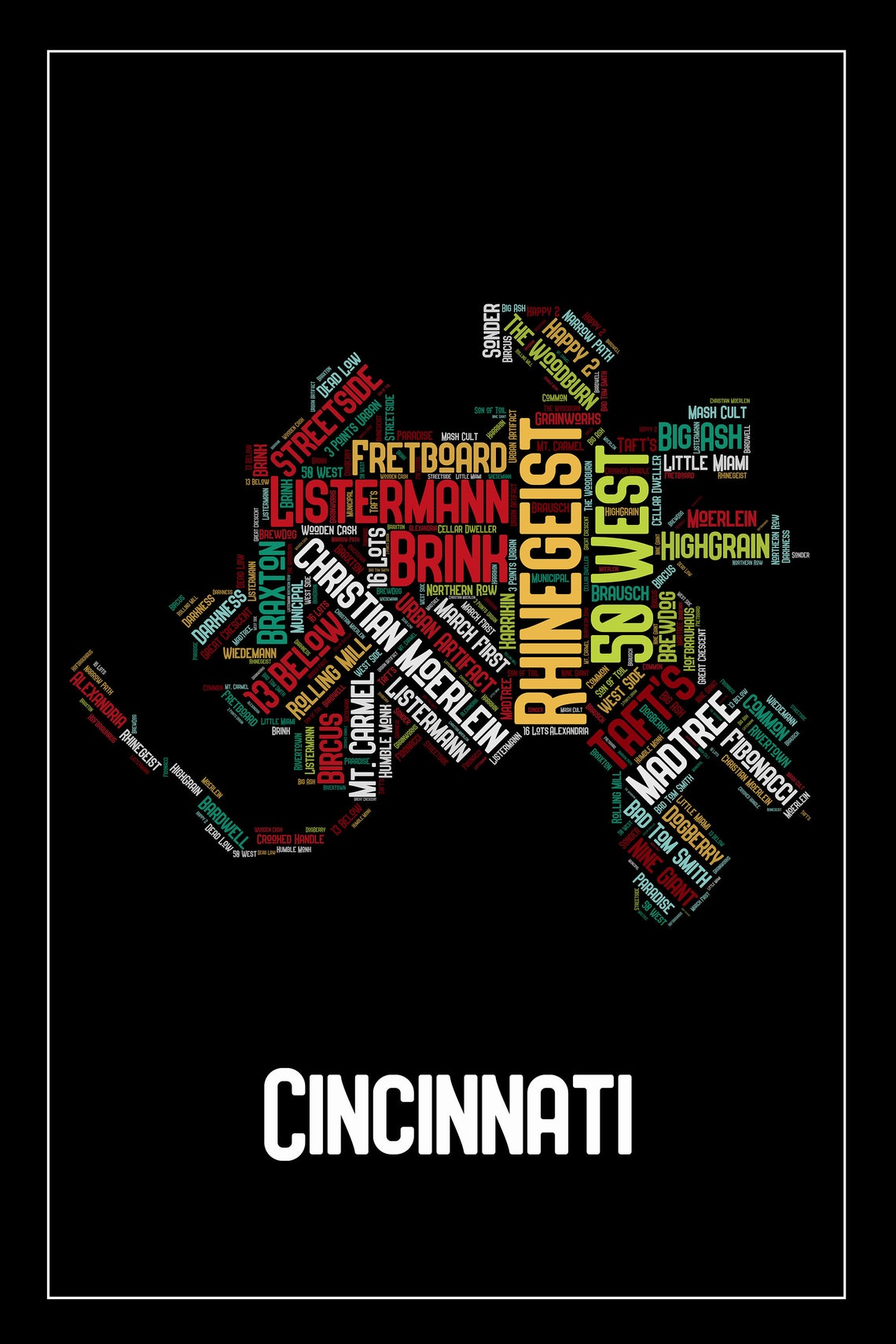 Cincinnati Breweries Map | Etsy