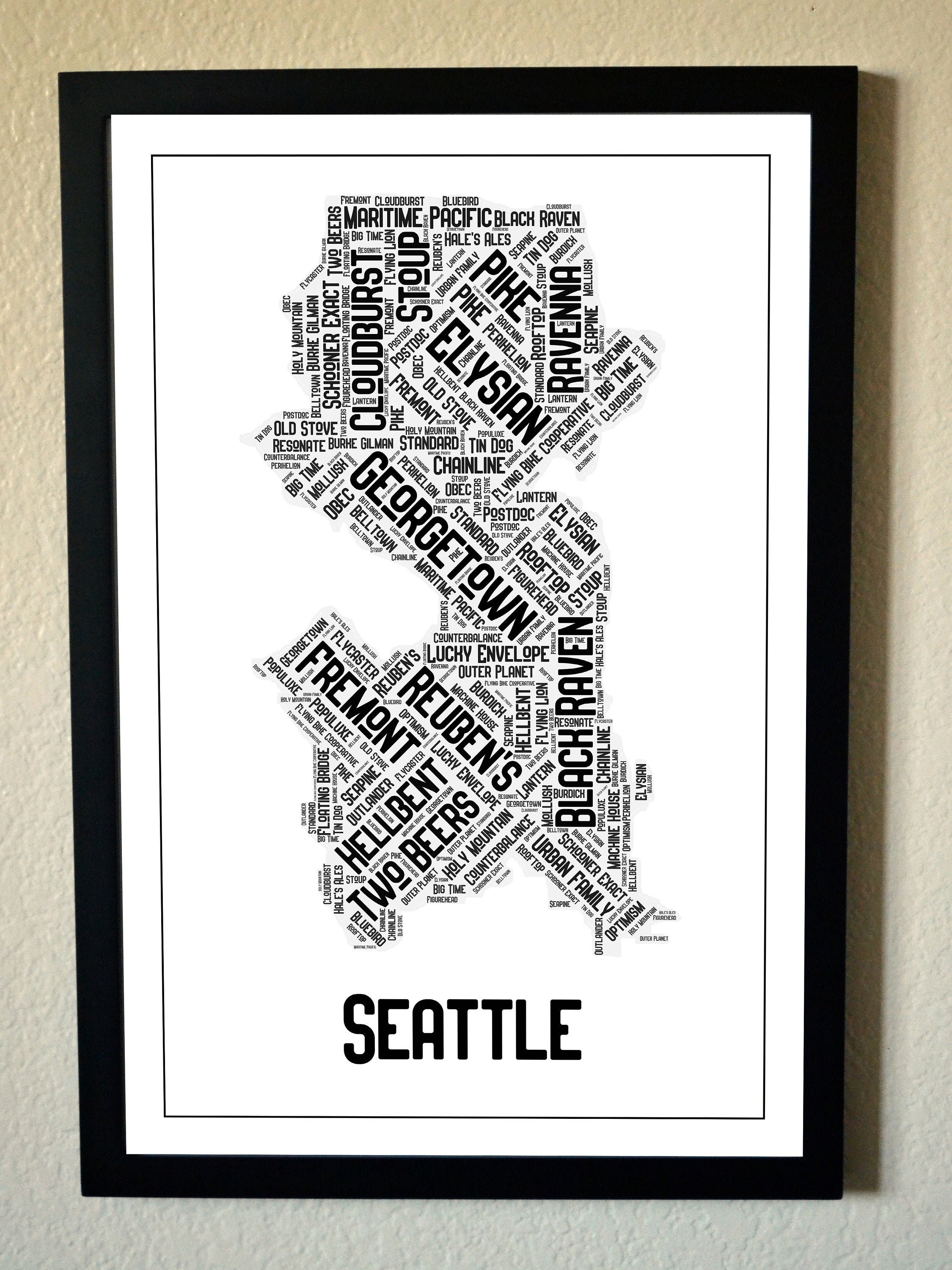 Seattle Breweries Map - Etsy