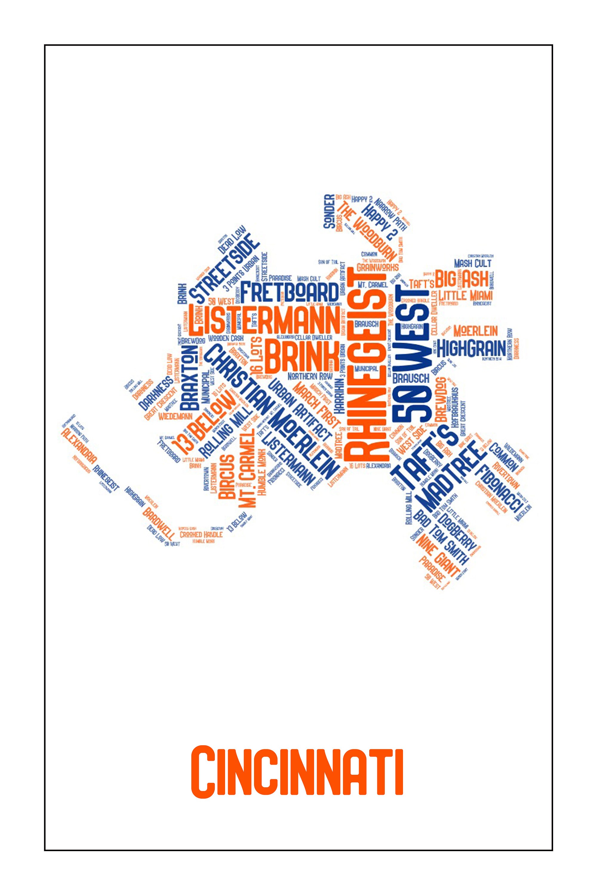 Cincinnati Breweries Map - Etsy