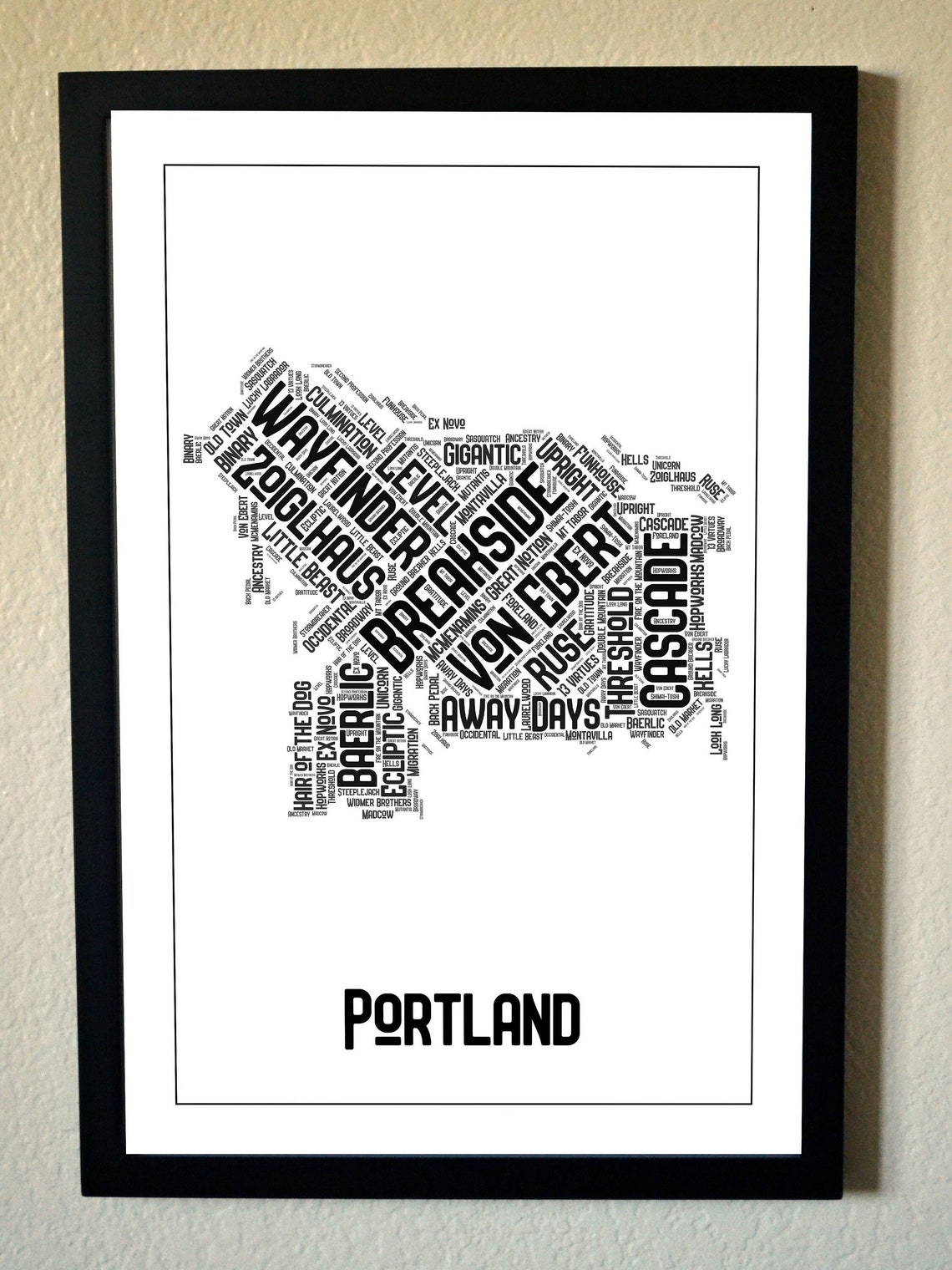 Portland Oregon Breweries Map - Etsy