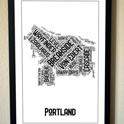 Portland Oregon Breweries Map - Etsy