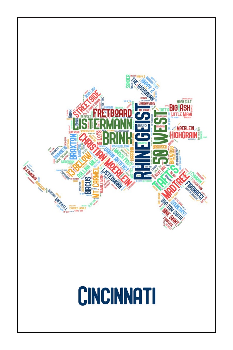 Cincinnati Breweries Map - Etsy