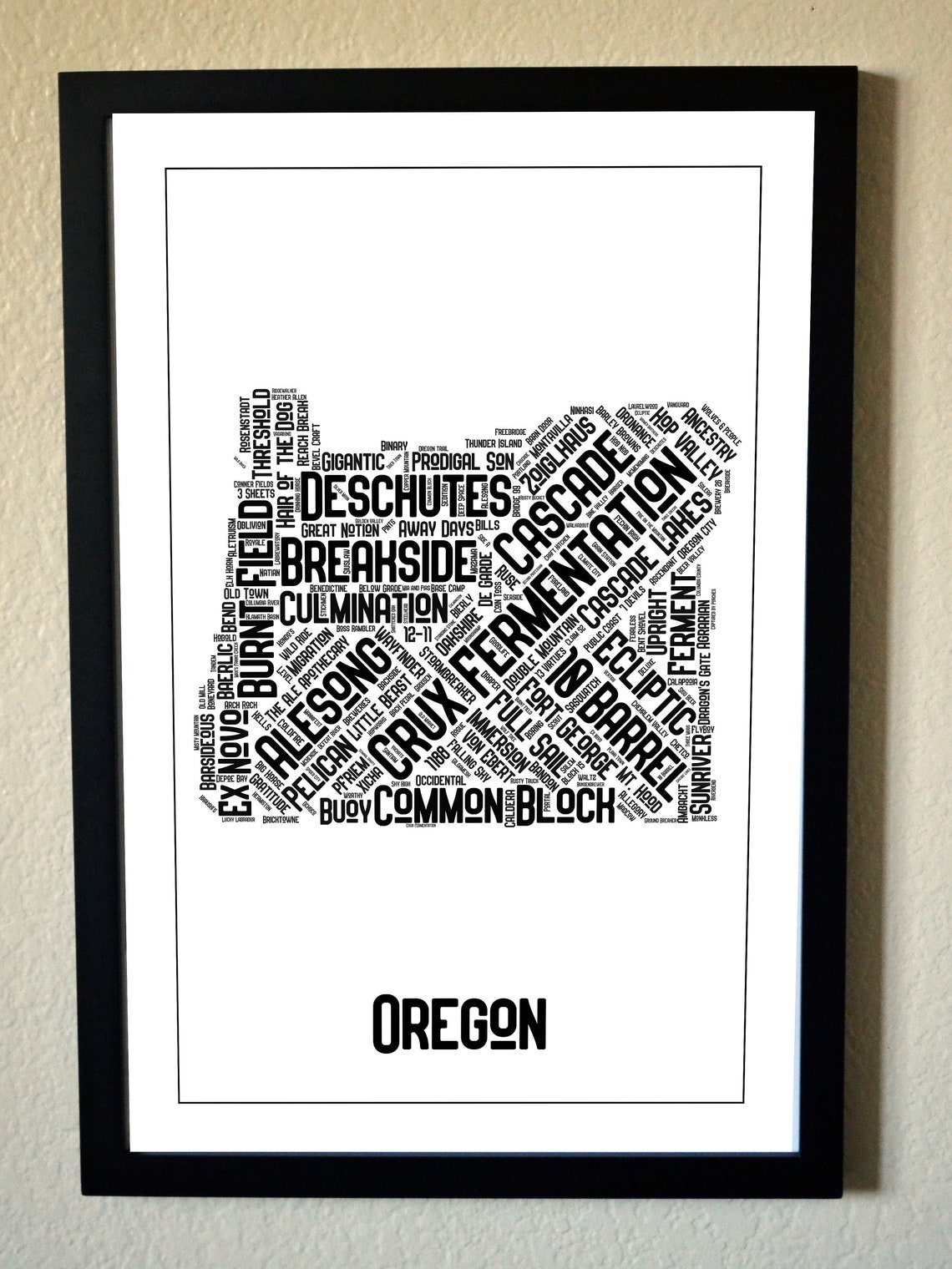 Oregon Breweries Map | Etsy