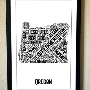 Oregon Breweries Map | Etsy