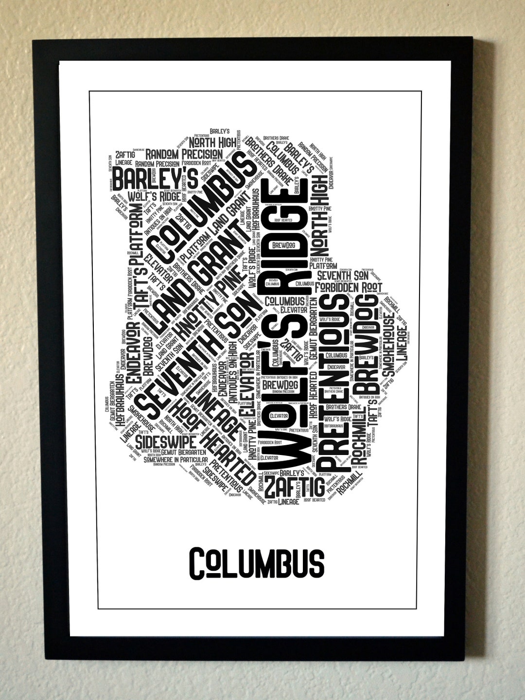Columbus Breweries Map - Etsy