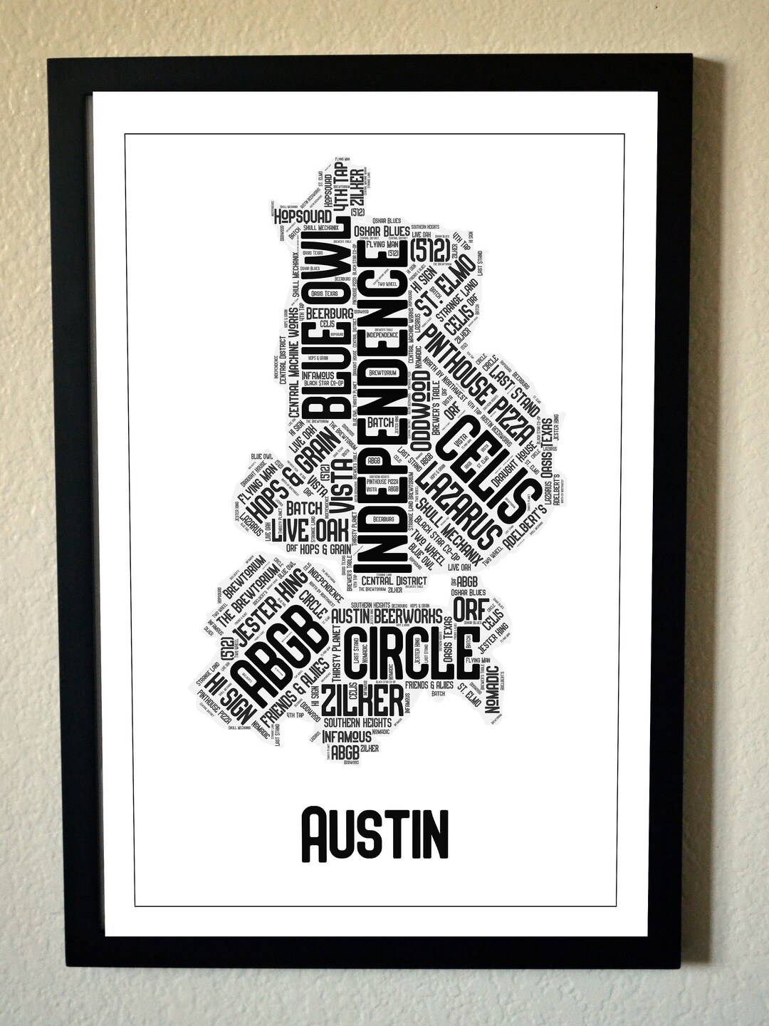 Austin Breweries Map - Etsy