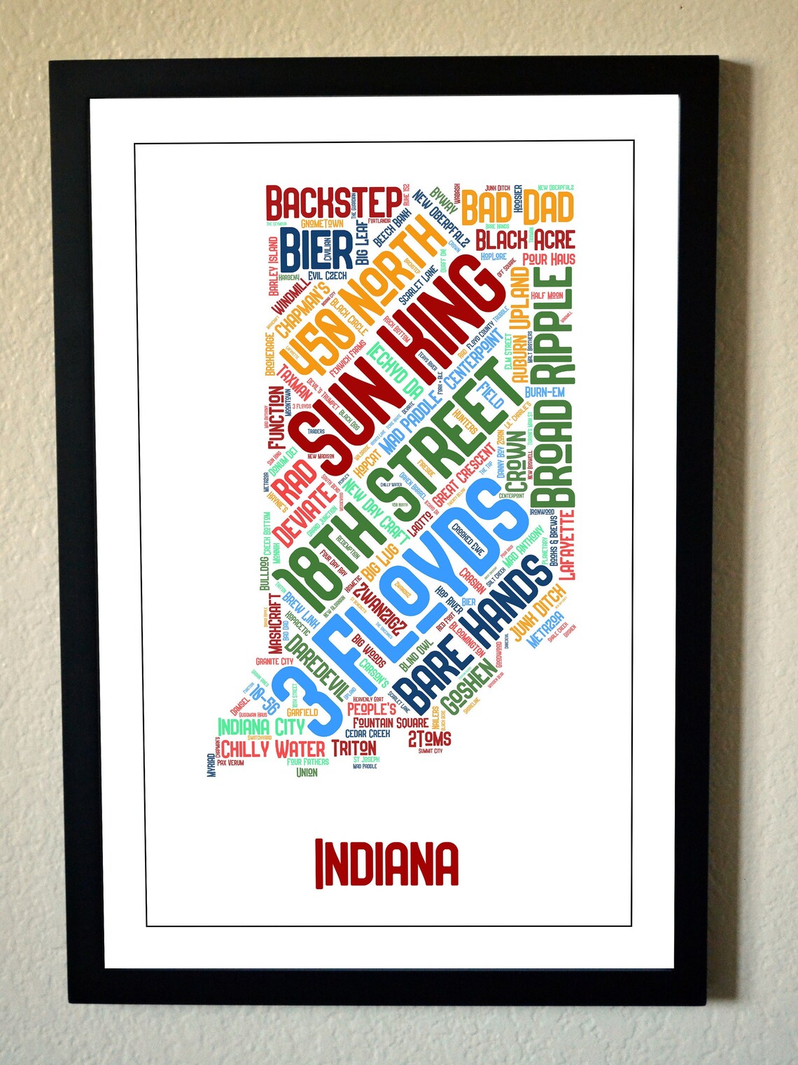 Indiana Breweries Map | Etsy