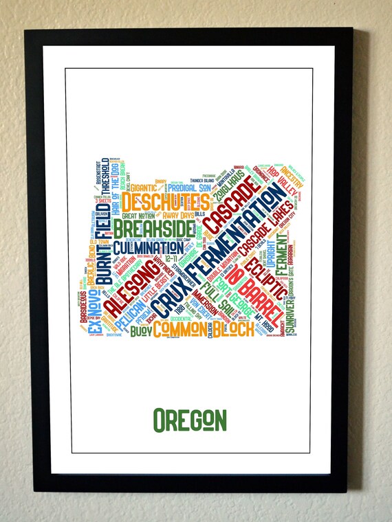 Oregon Breweries Map | Etsy
