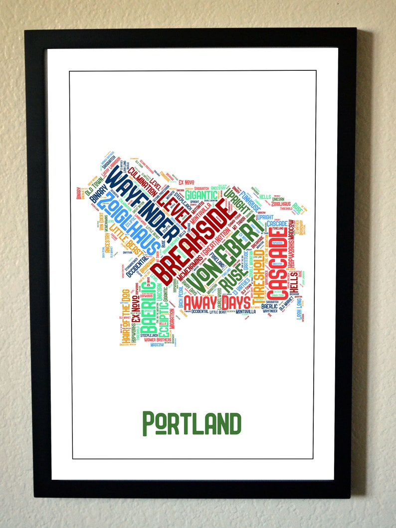 Portland Oregon Breweries Map - Etsy
