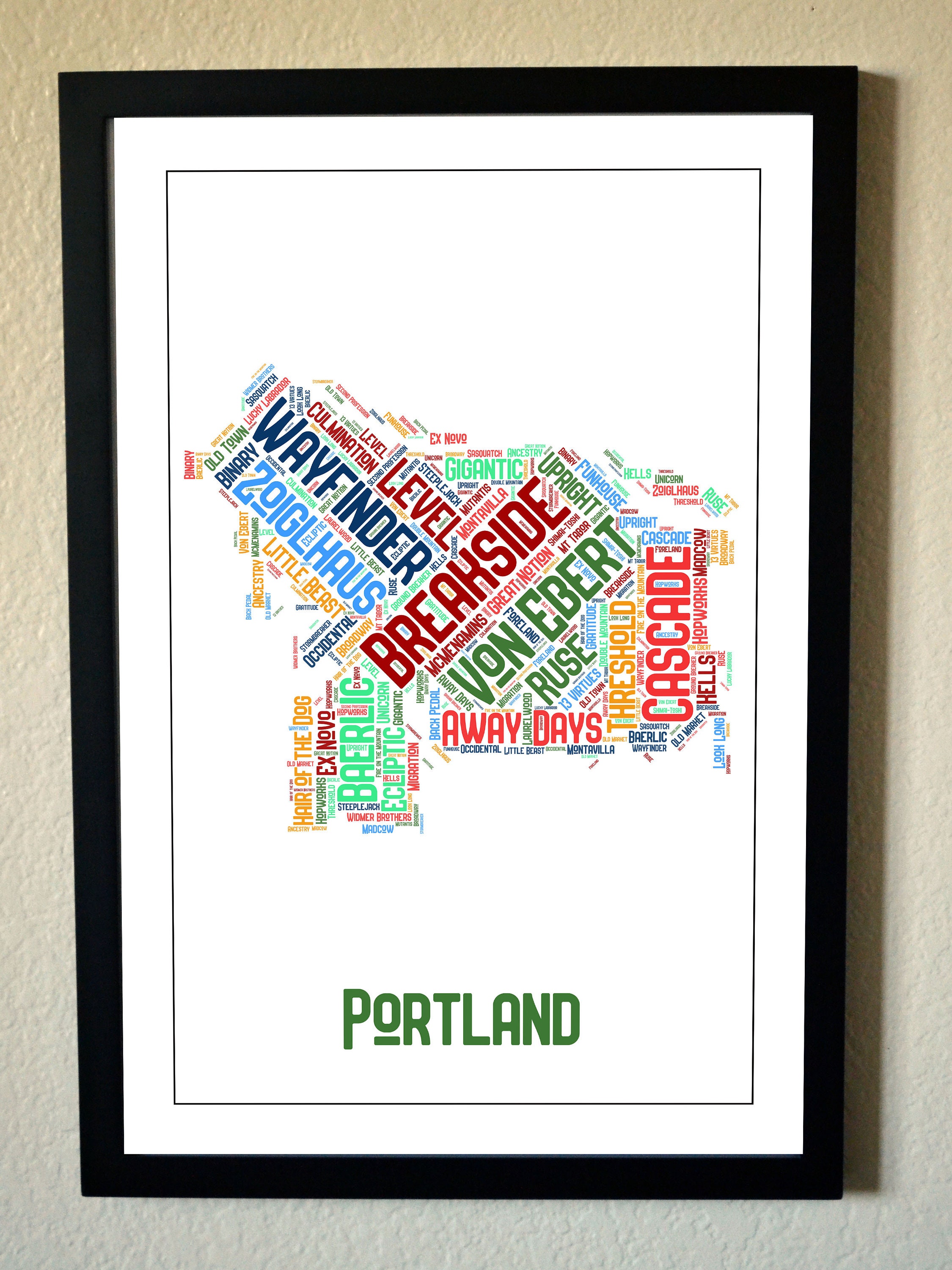 Portland Oregon Breweries Map - Etsy