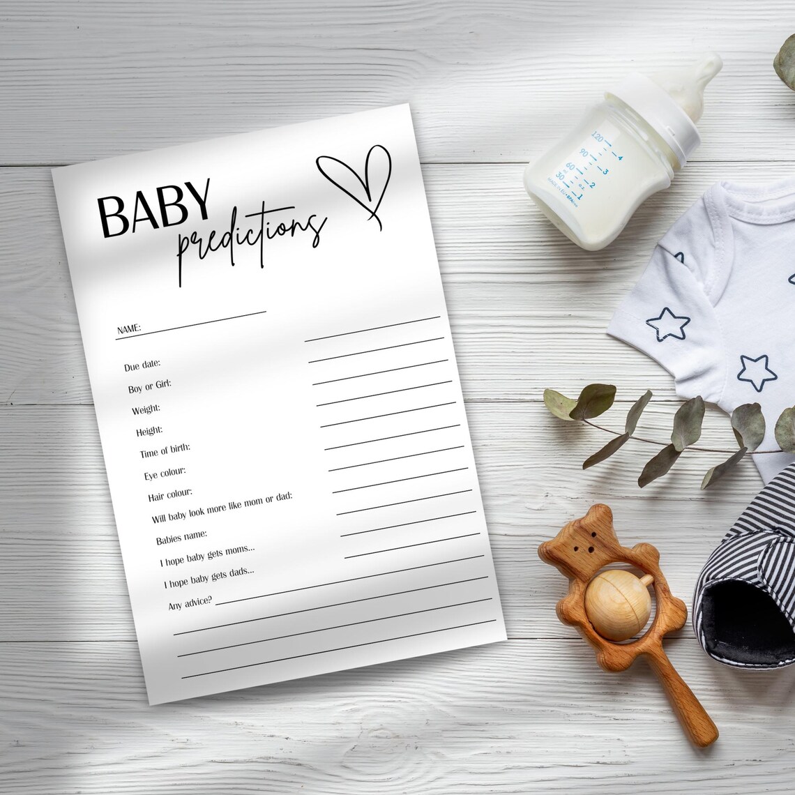 Black & White Baby Shower Games Bundle: 5 Printable Games (digital ...