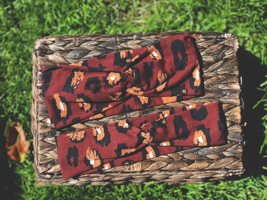 Rust Animal Print Headband Chunky Turban Headband Headband - Etsy
