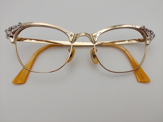 Vintage Jeweled Golden Eyeglasses Gem
