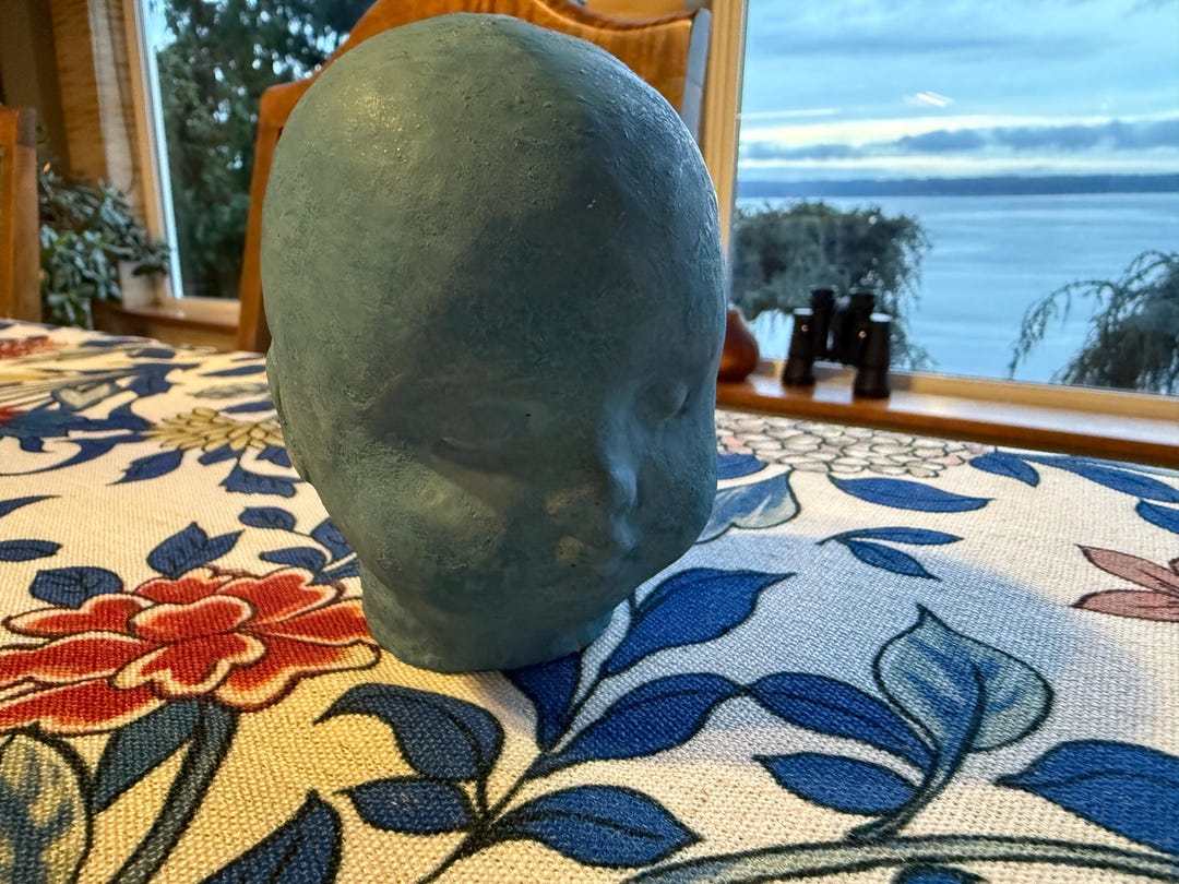 Baby Head Statue, Cement Doll Baby Head - Etsy