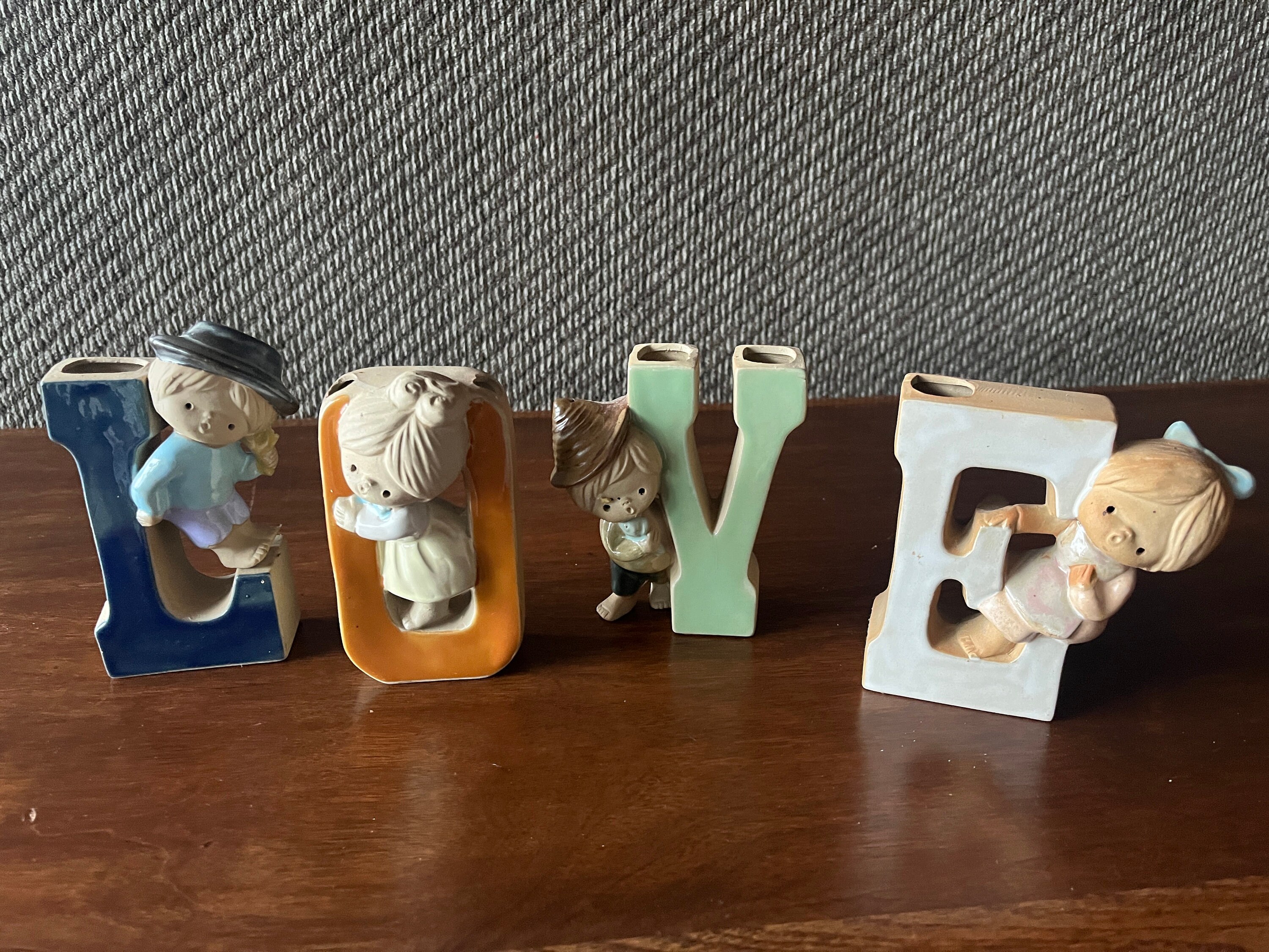 Original Pottery Letters love Vases With a Child on Each Letter ...