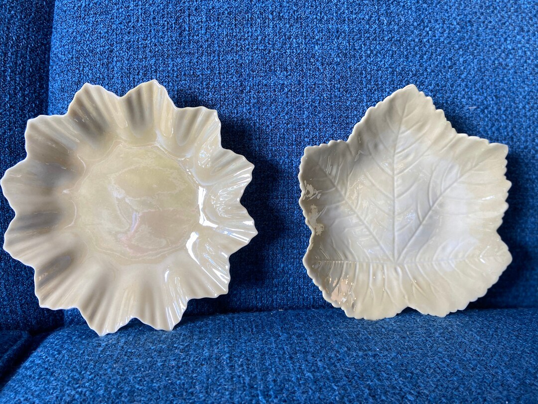 Two Vintage Early Production Belleek Irish Porcelain Nut/candy/trinket ...