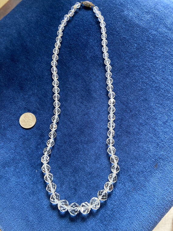 Graduated Crystal Beaded Necklace - Large Size Facete… - Gem