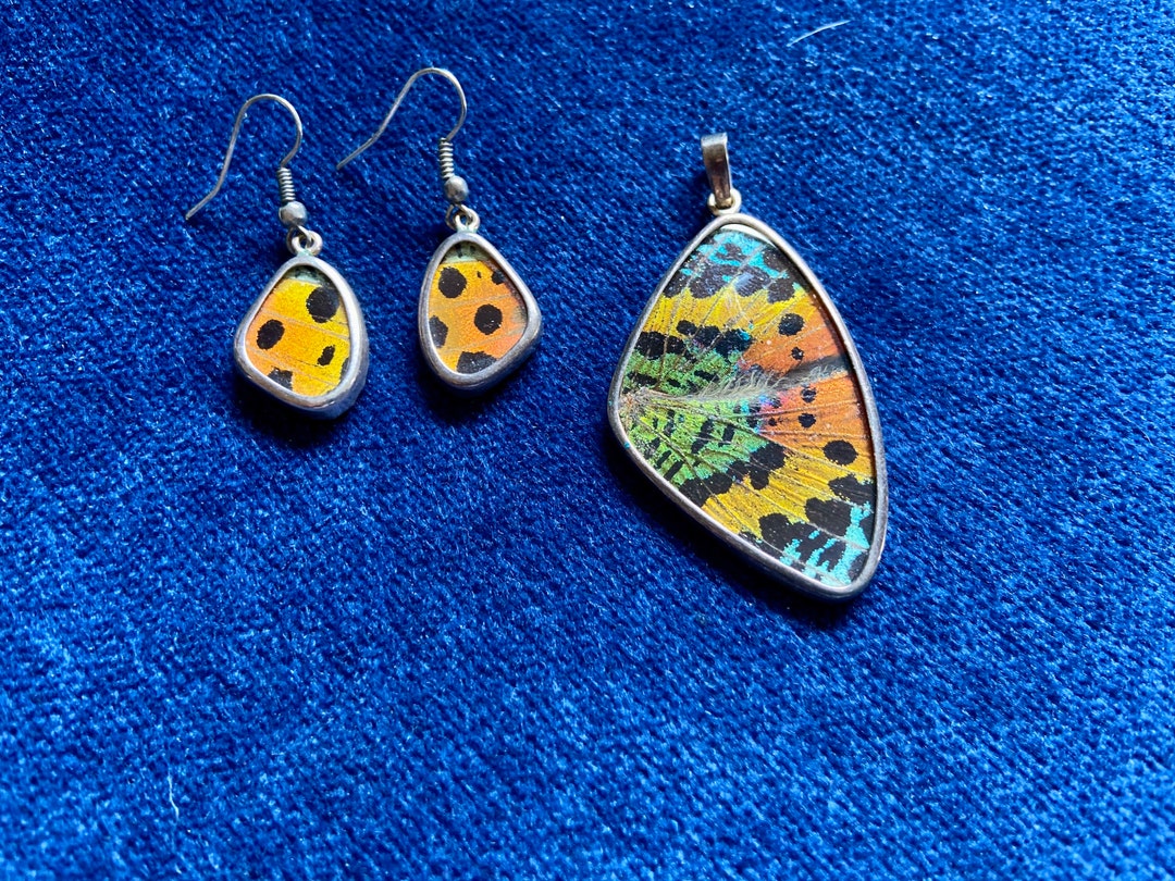 Butterfly Wing Pendant and Matching Earring Set - Etsy