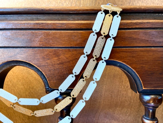 Vintage 50’s Mod Three Stranded Bib Necklace with Gol… - Gem