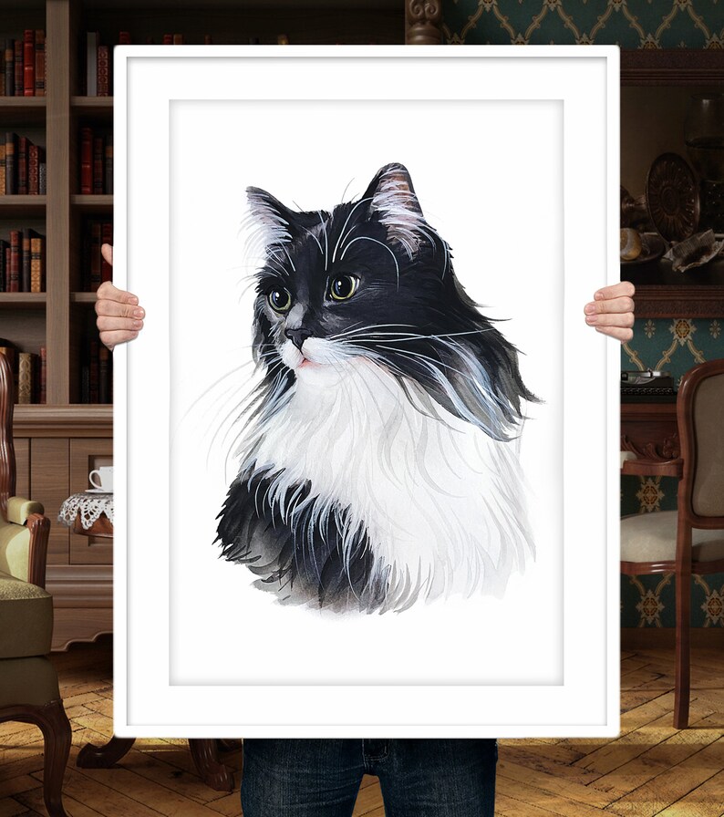 CUSTOM CAT PORTRAIT Custom Two Cats Portrait Custom Pet - Etsy