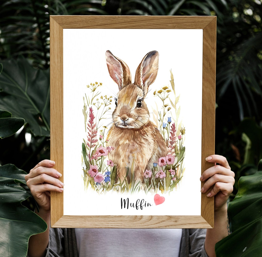 Custom Rabbit Portrait: Hand-painted Watercolor Pet Memorial - Etsy