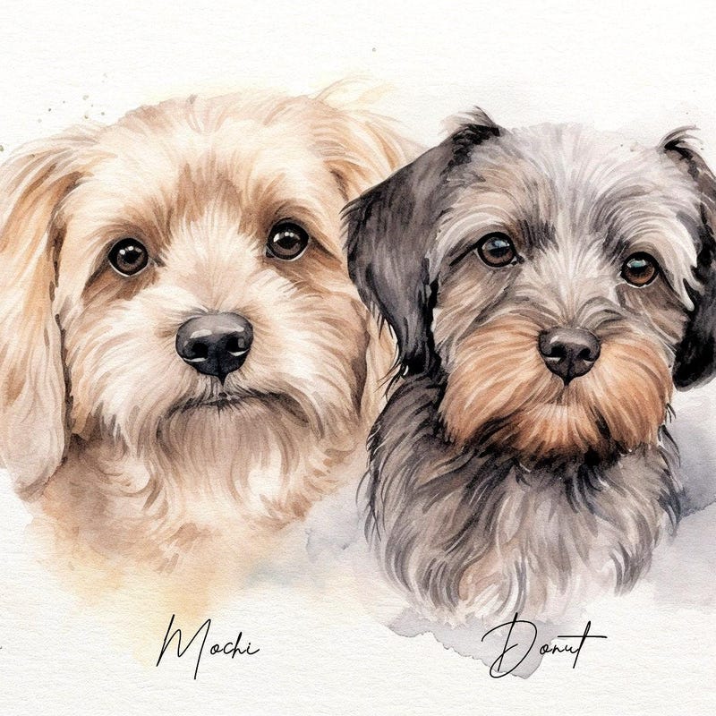 Custom Two Dog Portraits - Etsy