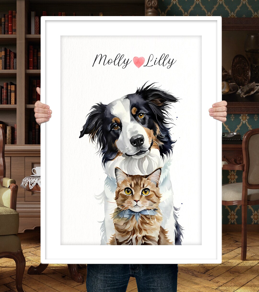 Dog and Cat Portrait, Watercolor Pet Painting, Dog Portrait Custom, Pet ...