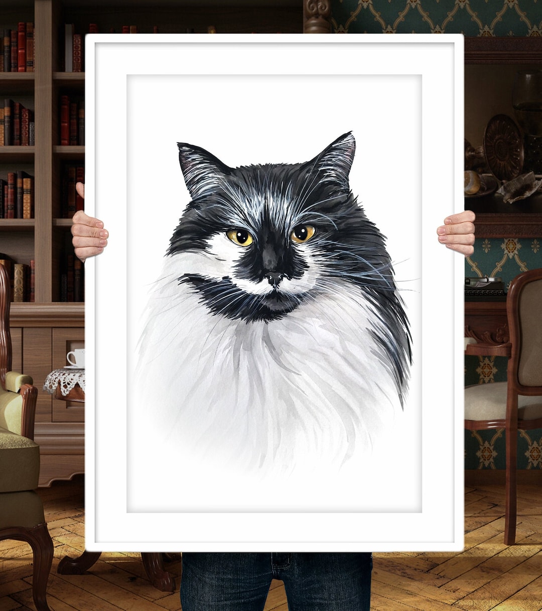 Personalized CAT Portrait Cat Painting Custom Pet Portrait Custom Cat ...