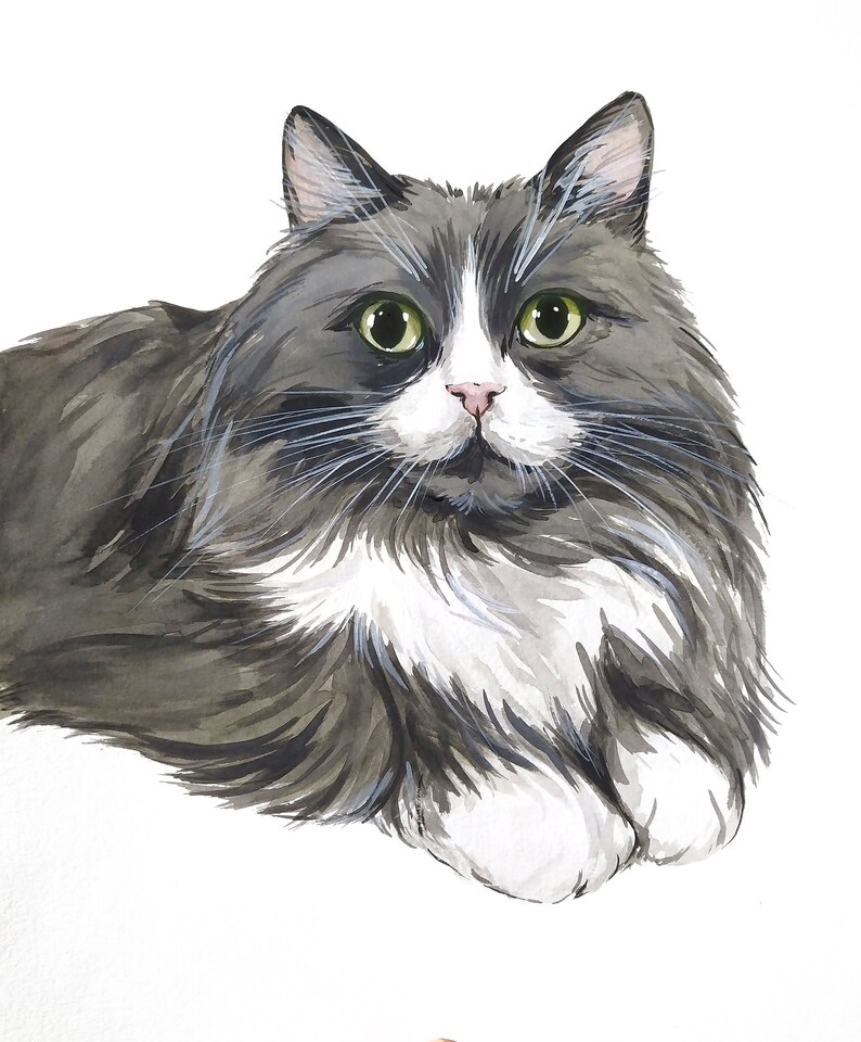 CUSTOM CAT PORTRAIT Custom Two Cats Portrait Custom Pet | Etsy