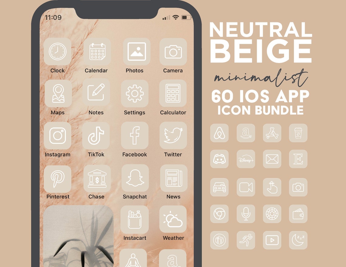 60 Beige IOS14 App Icons, Natural Beige App Covers, Minimalist App ...