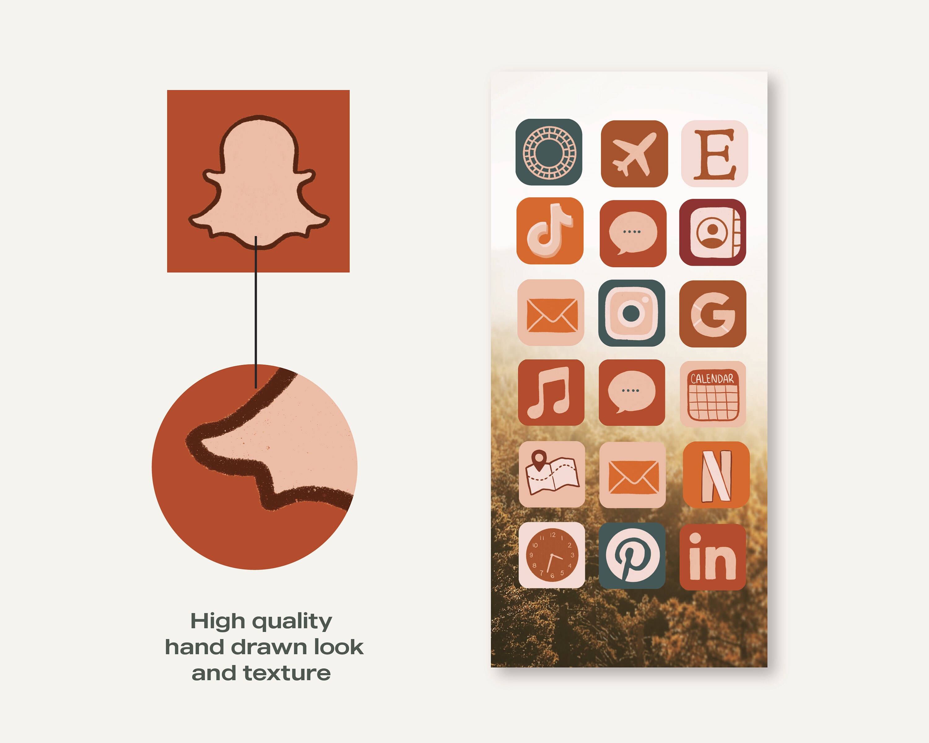 Boho Fall Aesthetic iPhone Ios14 App Icons | 40 App Pack | Autumn ...