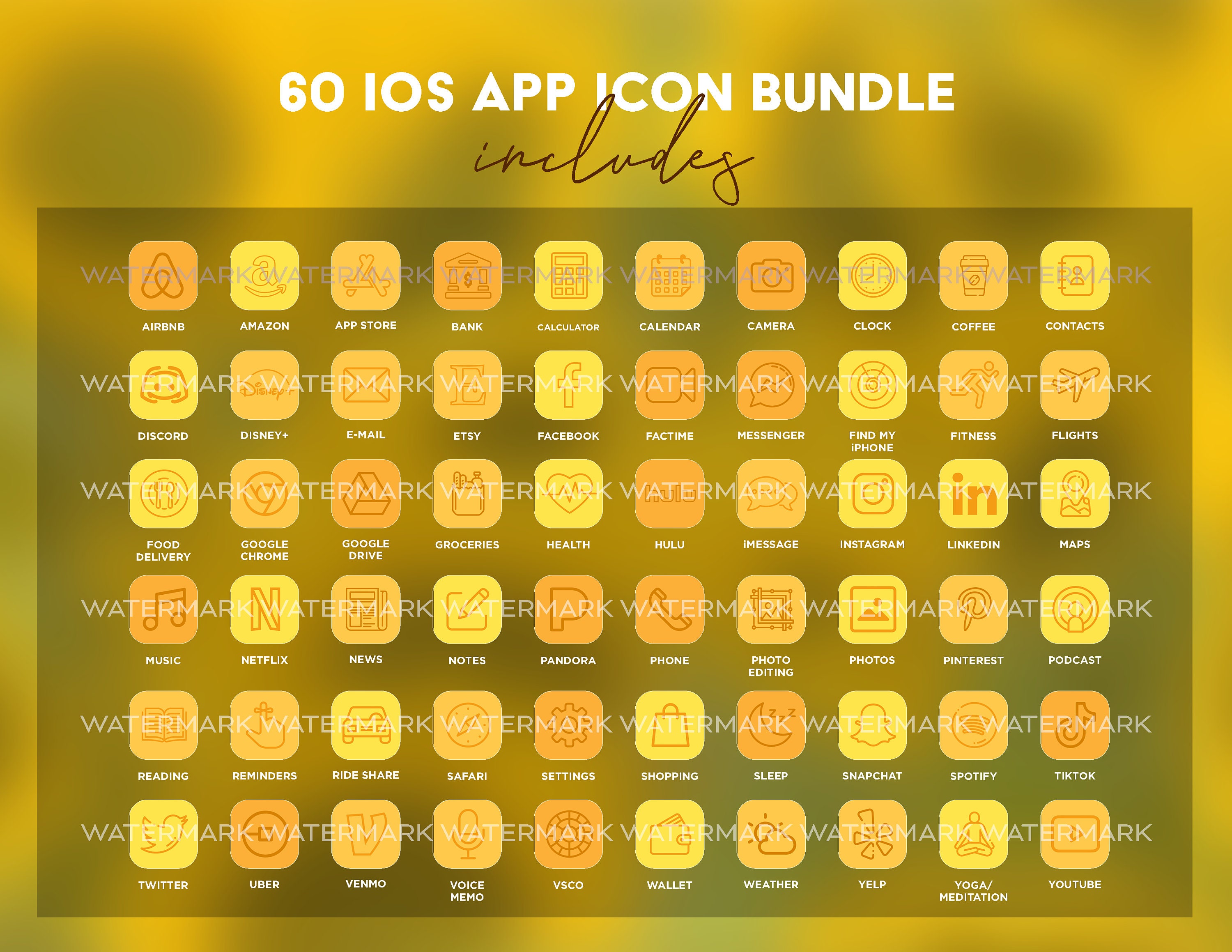 60 Yellow Aesthetic Ios 14 App Icons | Sunflower Yellow and Orange App ...