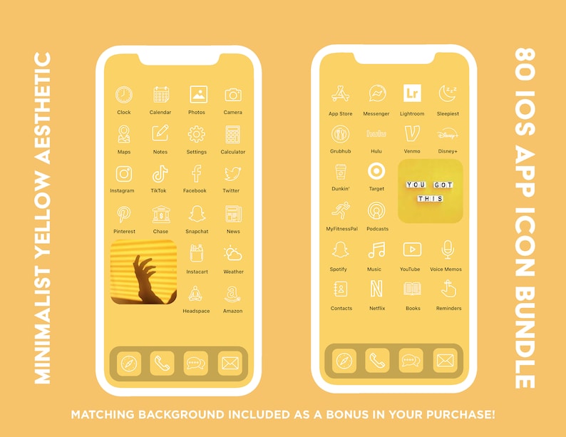 80 Yellow Minimalist App Icons for Ios 14 iPhone Custom Home Screen ...