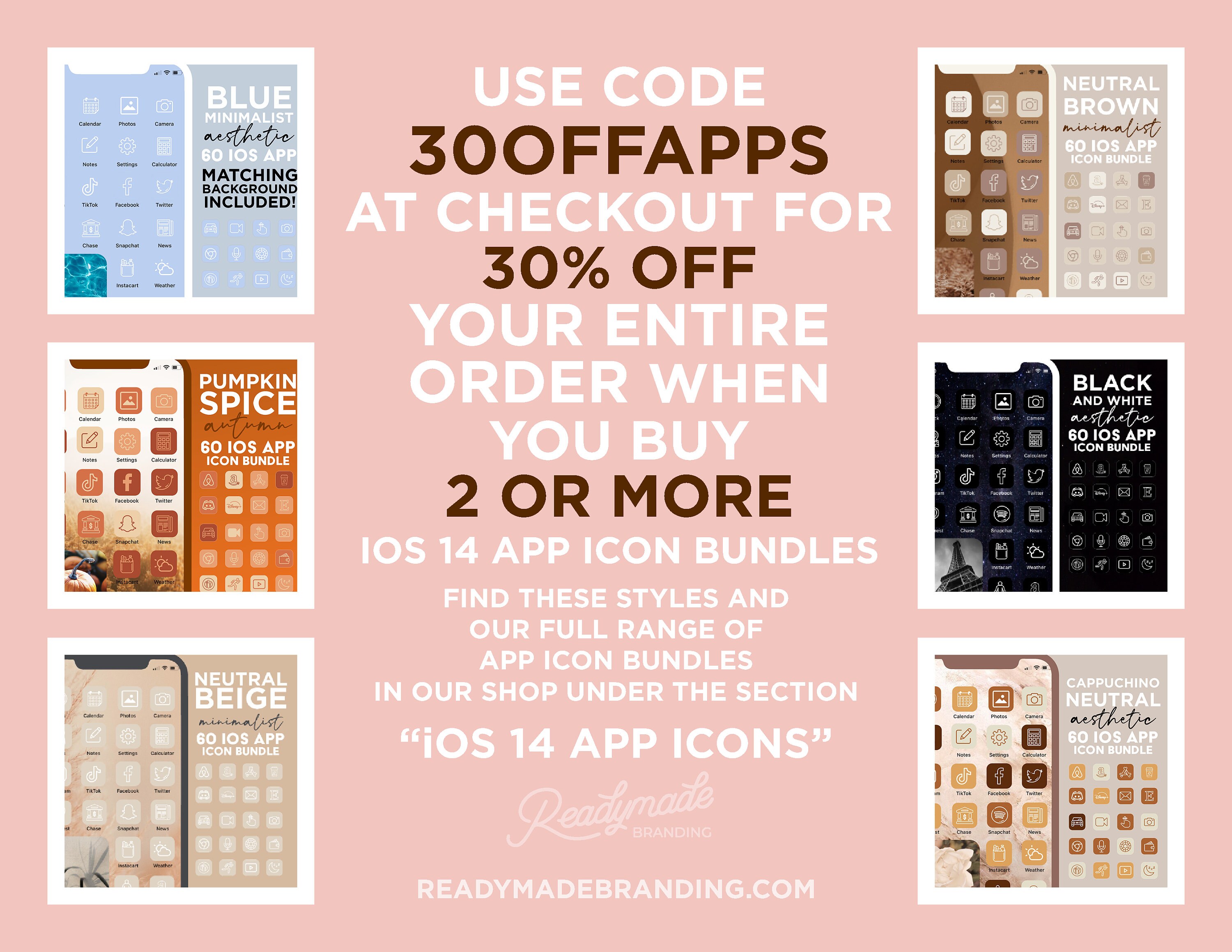 Boho Pink Aesthetic iPhone Ios 14 App Icon Covers - Etsy