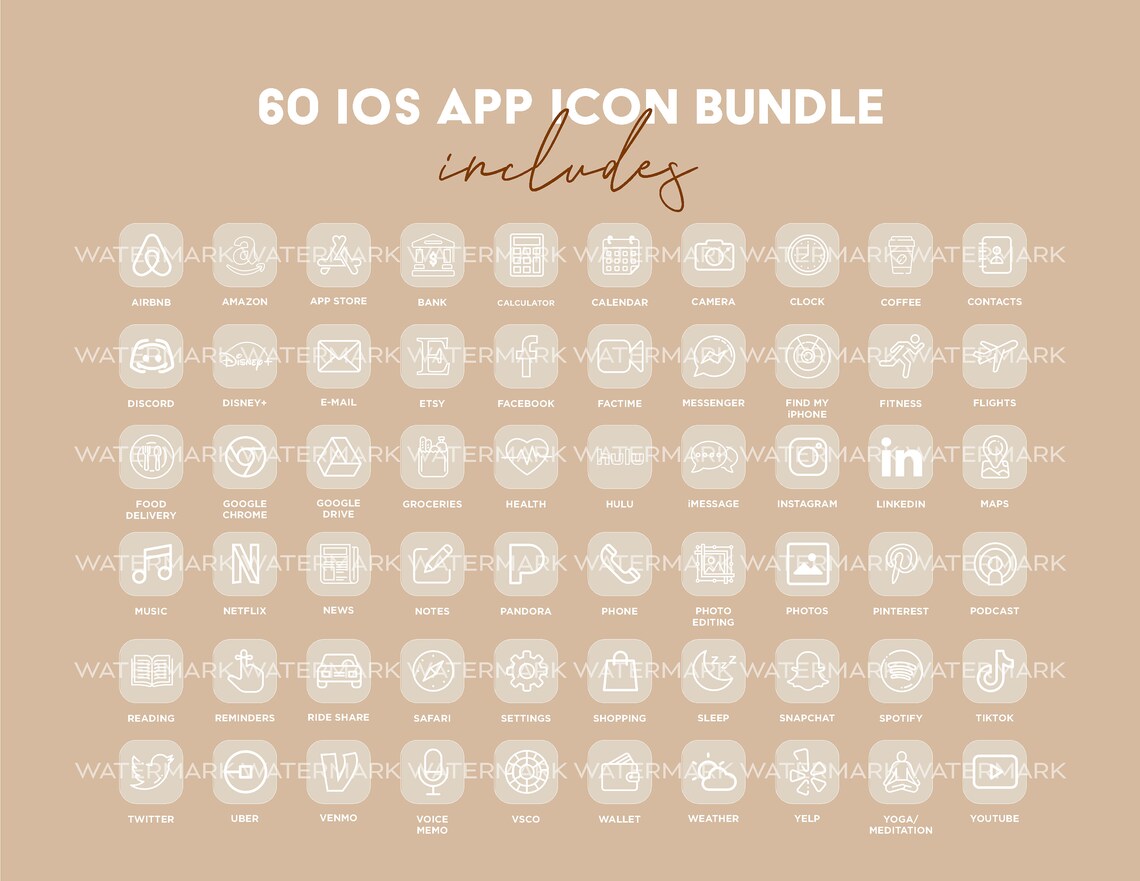 60 Beige IOS14 App Icons, Natural Beige App Covers, Minimalist App ...