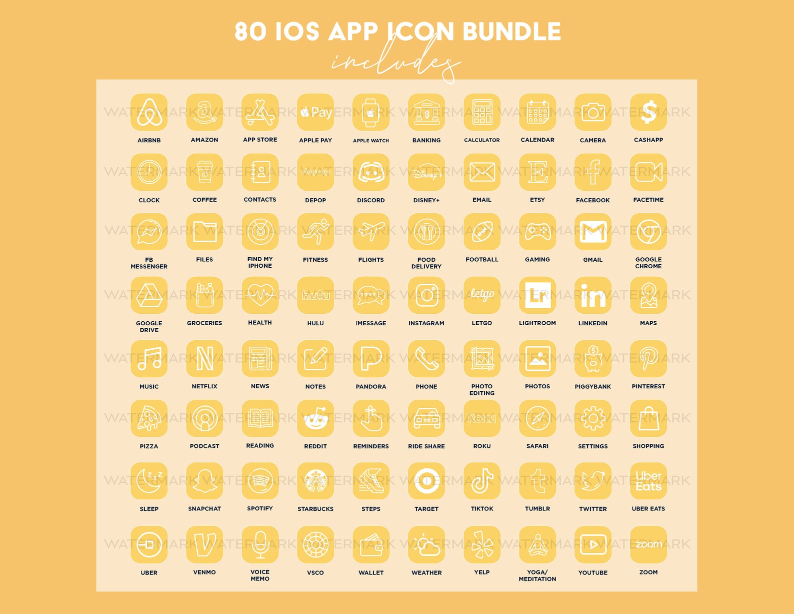 80 Yellow Minimalist App Icons for Ios 14 iPhone Custom Home Screen ...