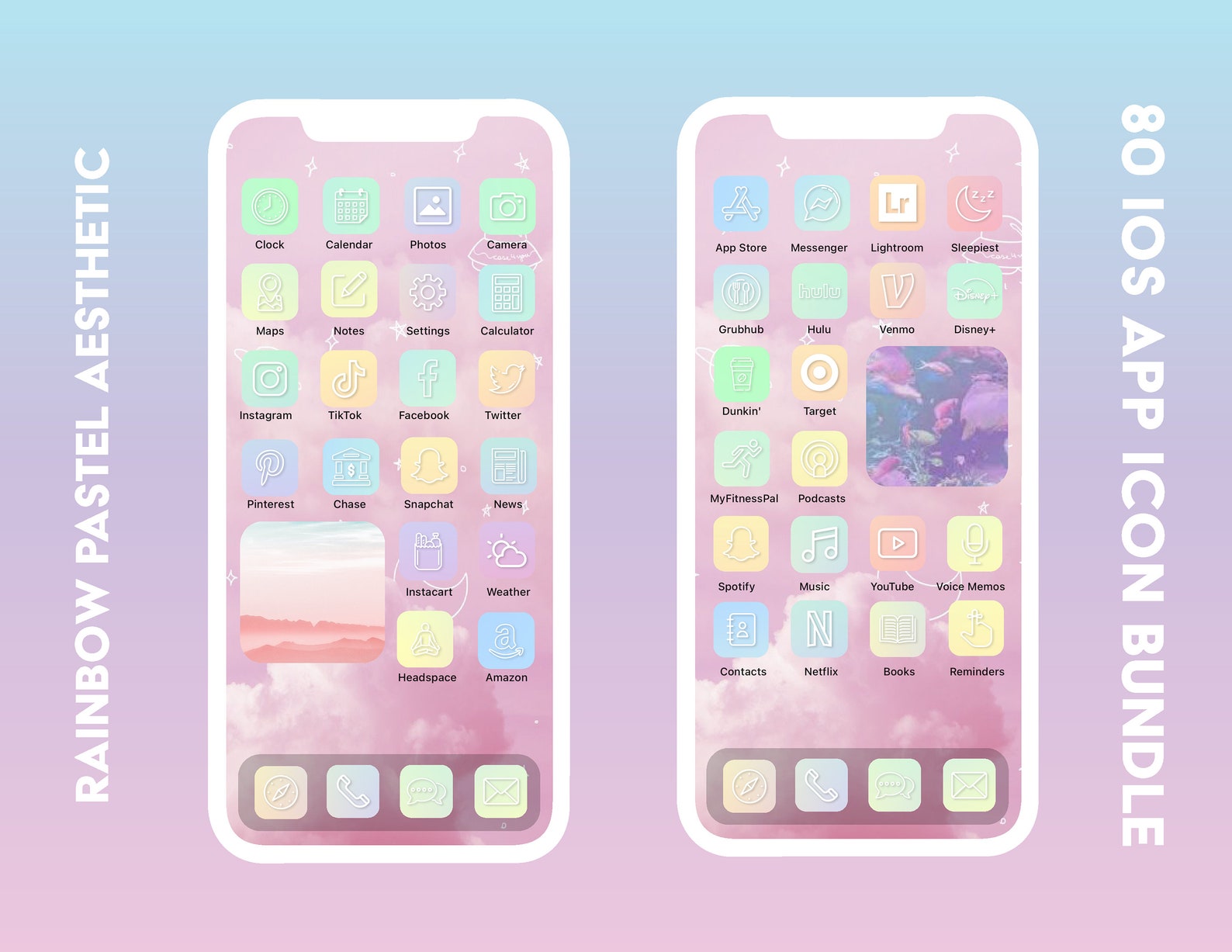 80 Pastel Rainbow App Icons for Ios14 | Aesthetic App Covers | Ios 14 ...