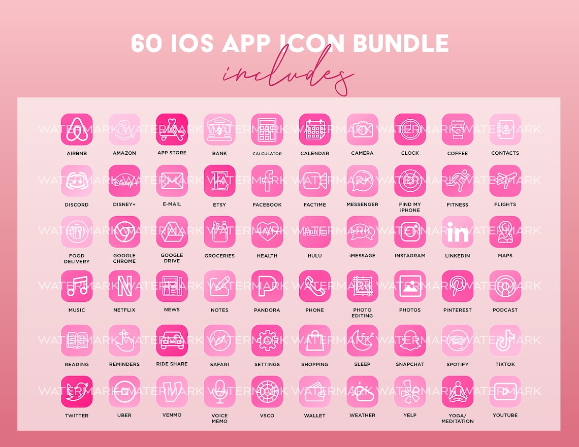 Pink iPhone Ios 14 App Covers | Aesthetic App Icons | Ios Themes ...