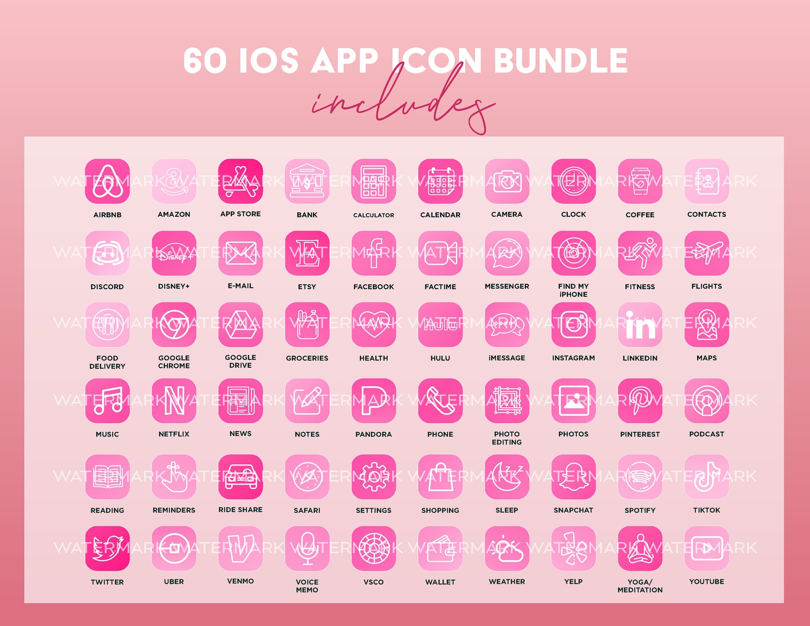 Pink iPhone Ios 14 App Covers | Aesthetic App Icons | Ios Themes ...
