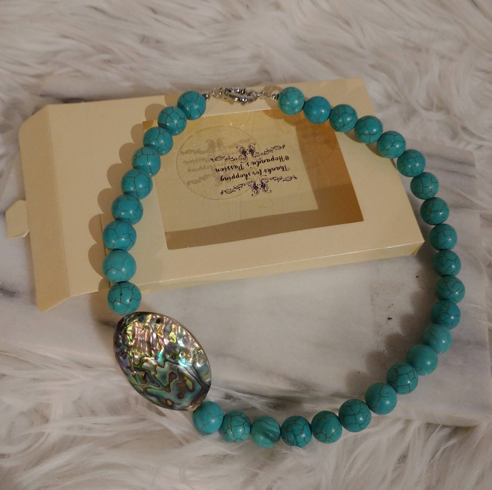 Turquoise and Abalone Shell Jewelry Turquoise Necklace - Etsy