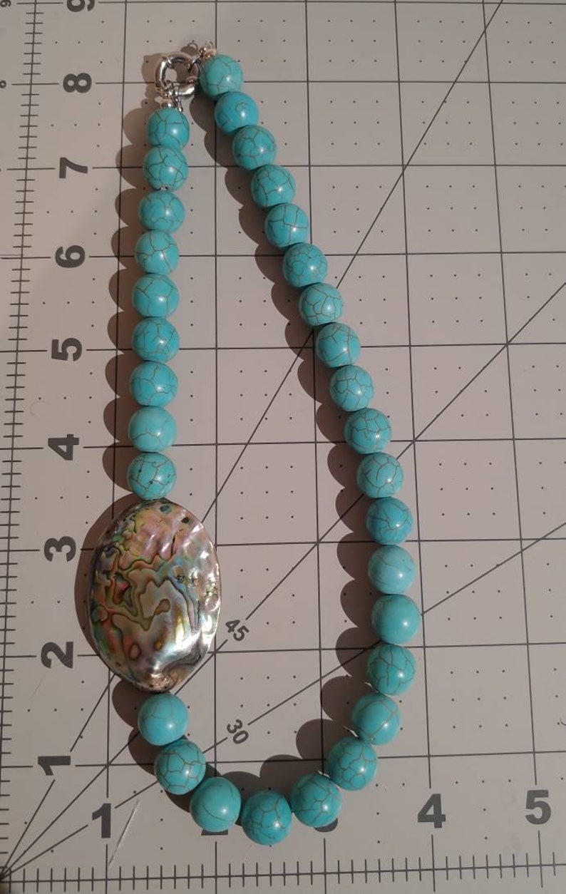 Turquoise and Abalone Shell Jewelry Turquoise Necklace - Etsy