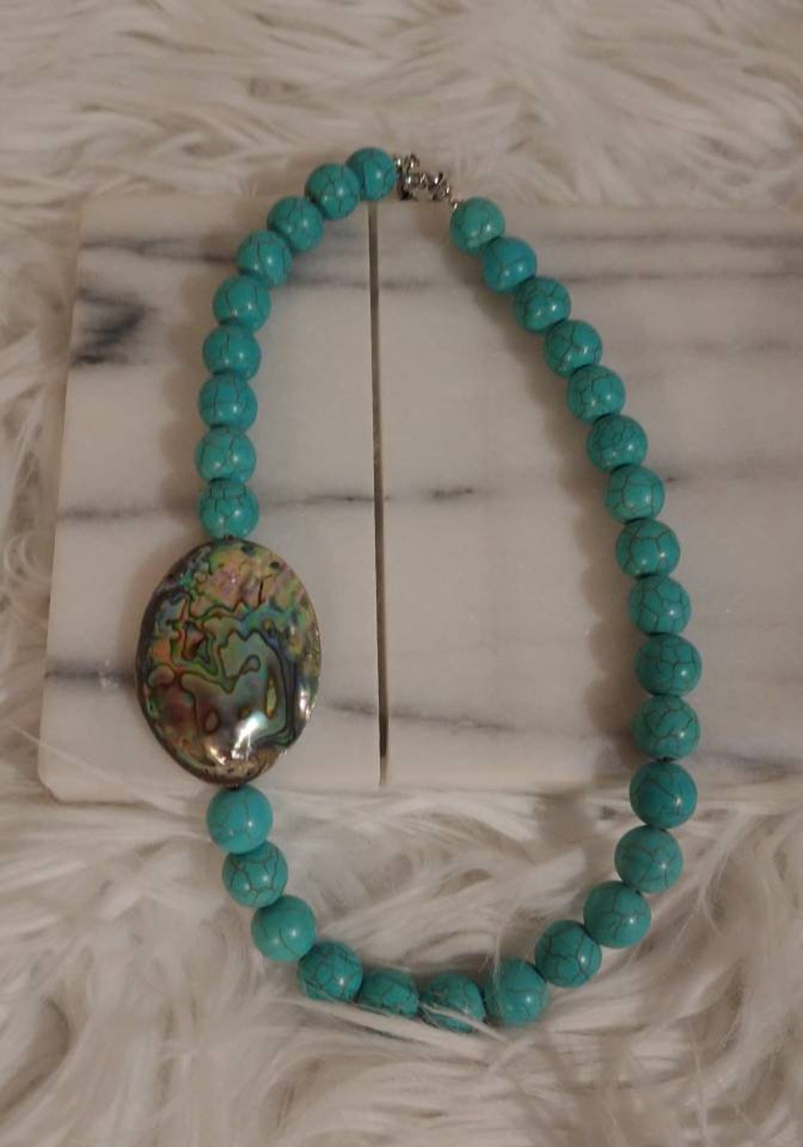 Turquoise and Abalone Shell Jewelry Turquoise Necklace - Etsy