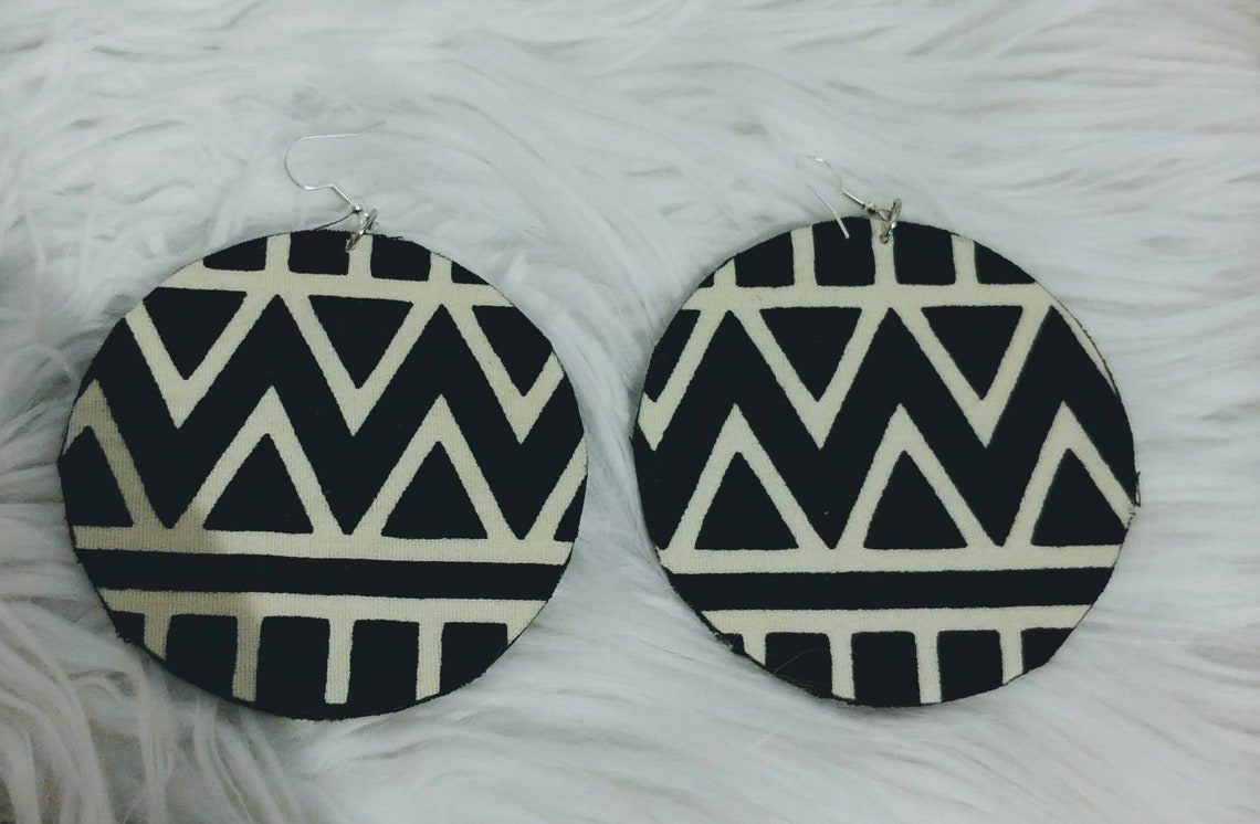 African Print Earrings, Statement Earrings, Circle Earrings, 80mm ...