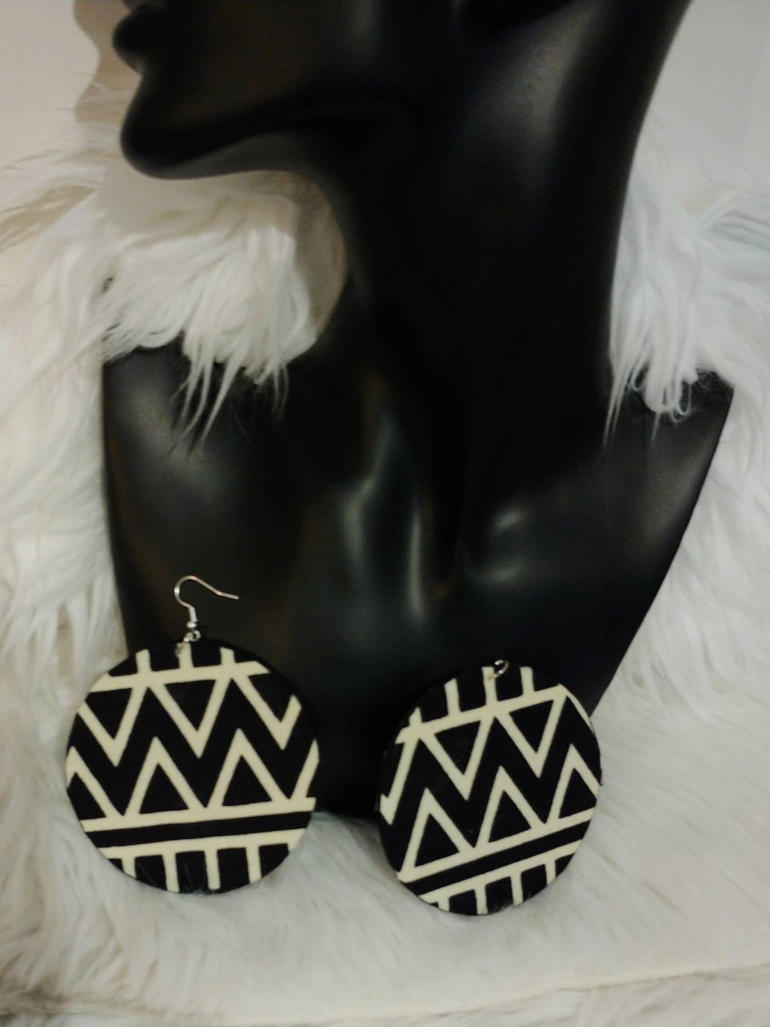 African Print Earrings, Statement Earrings, Circle Earrings, 80mm ...