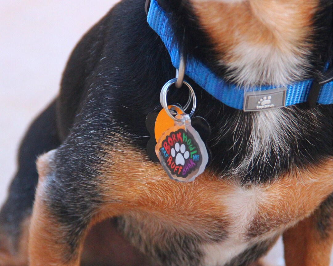 Woof Dog Tag Collar Charm Pet Tag Collar Accessory - Etsy