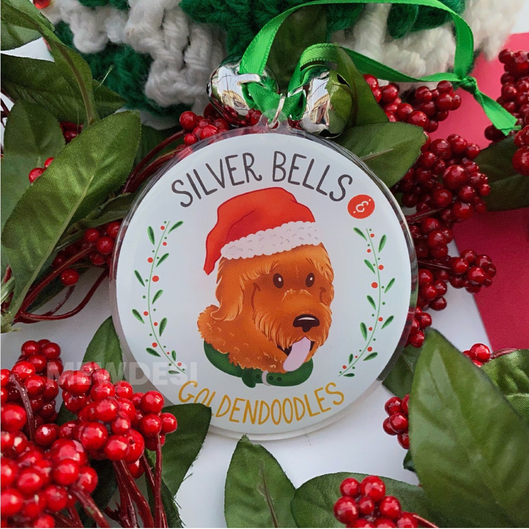 Goldendoodle Ornament Silver Bells & Goldendoodles Christmas Ornament ...