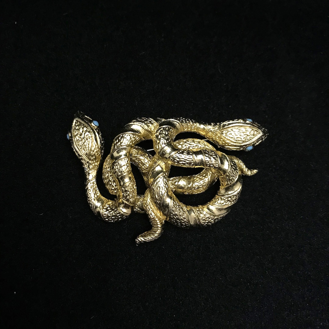 RESERVED Vintage Gold Double Snake Pin//gold Double Serpent Brooch//60s ...