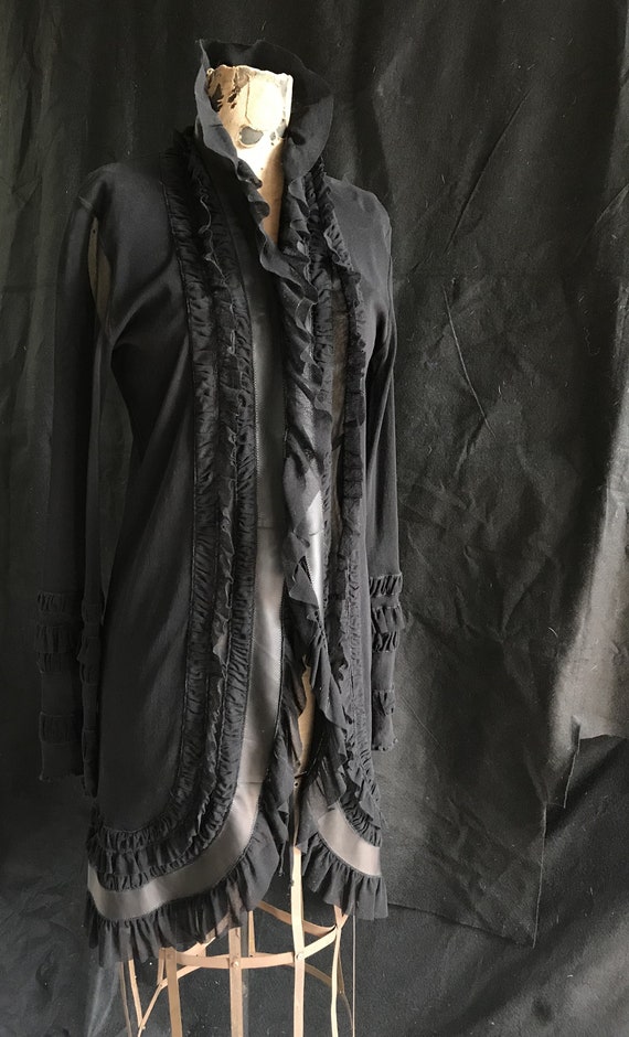 Black Gaultier robe//black stretch mesh Gaultier jack… - Gem