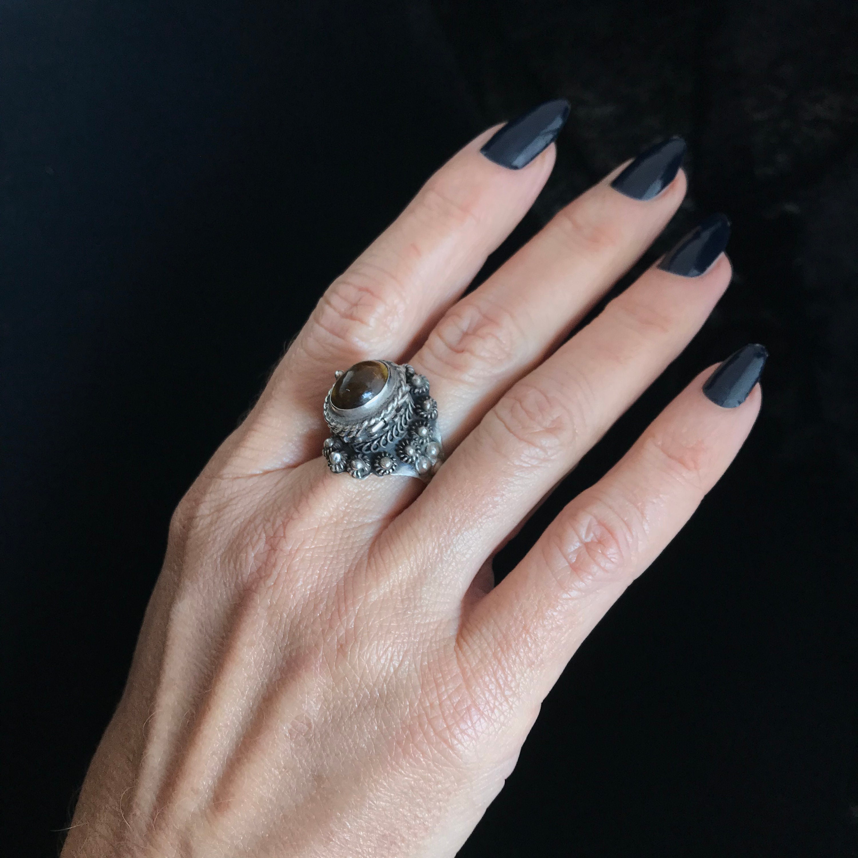 Vintage Poison Ring//c.1960//mexican Sterling Silver Poison Ring ...