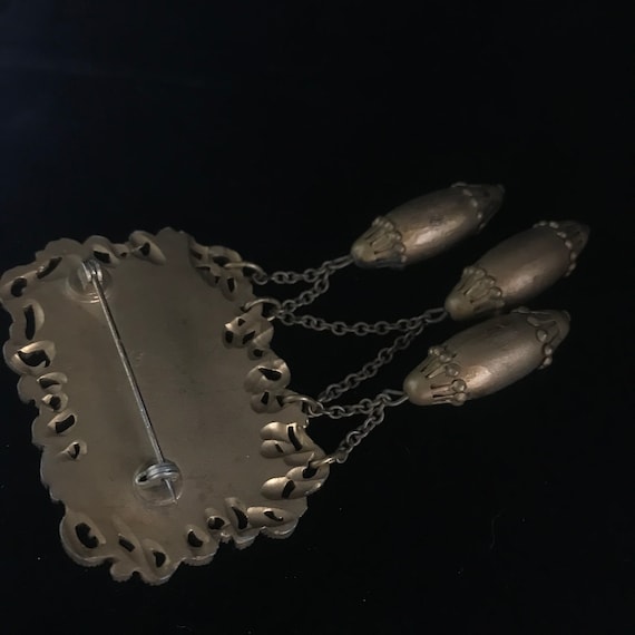 Gold celluloid rose brooch/Gothic brooch//c. 1910//la… - Gem